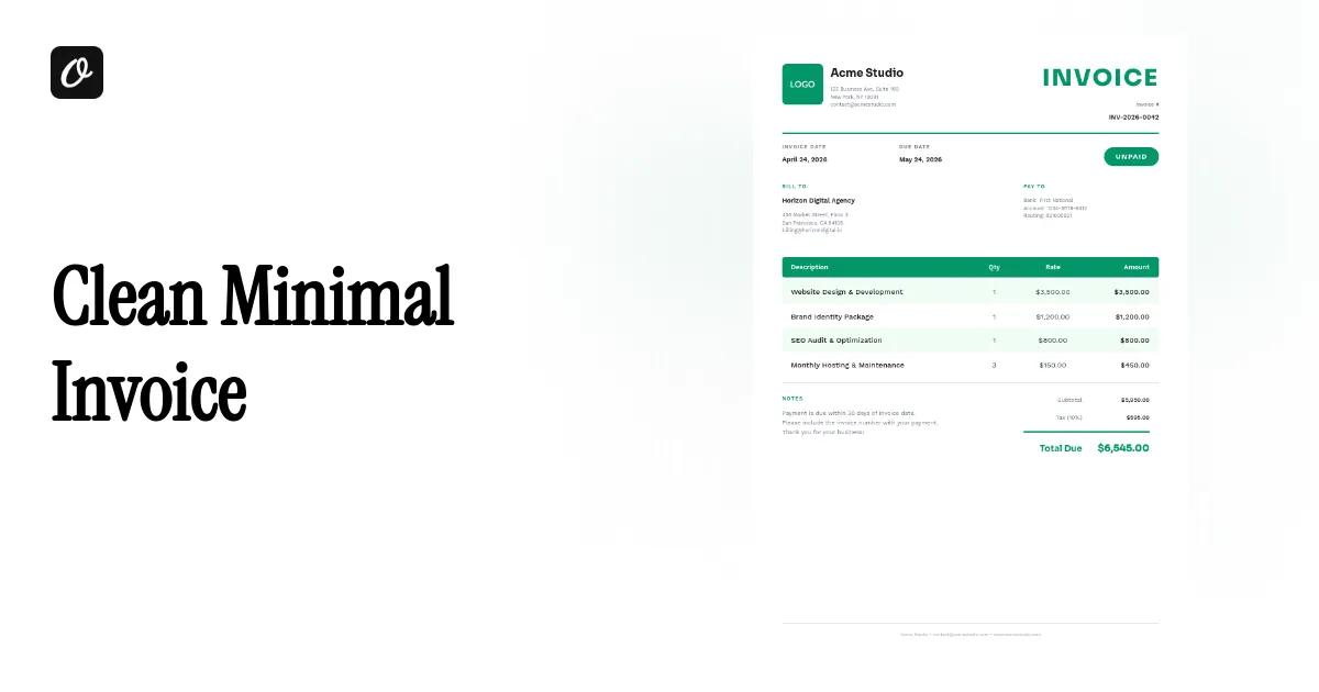 Clean Minimal Invoice — Orshot