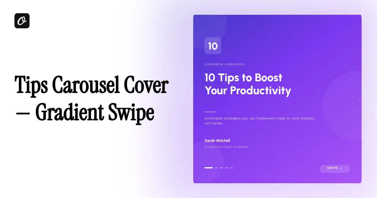 Tips Carousel Cover — Gradient Swipe — Orshot